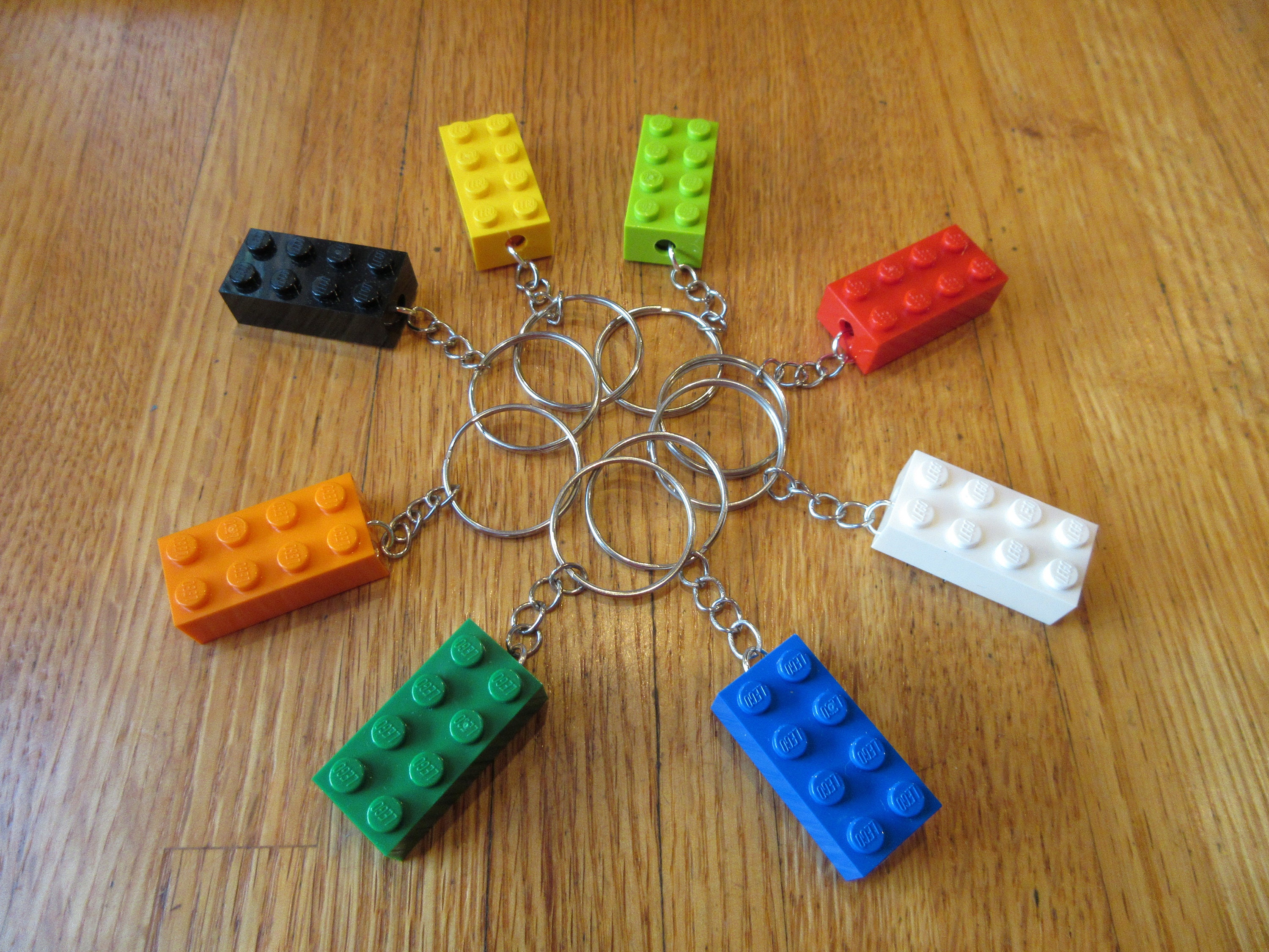 20 Key Chains Made Out of LEGO Bricks 2x4 Key Ring Key Chain Great ...