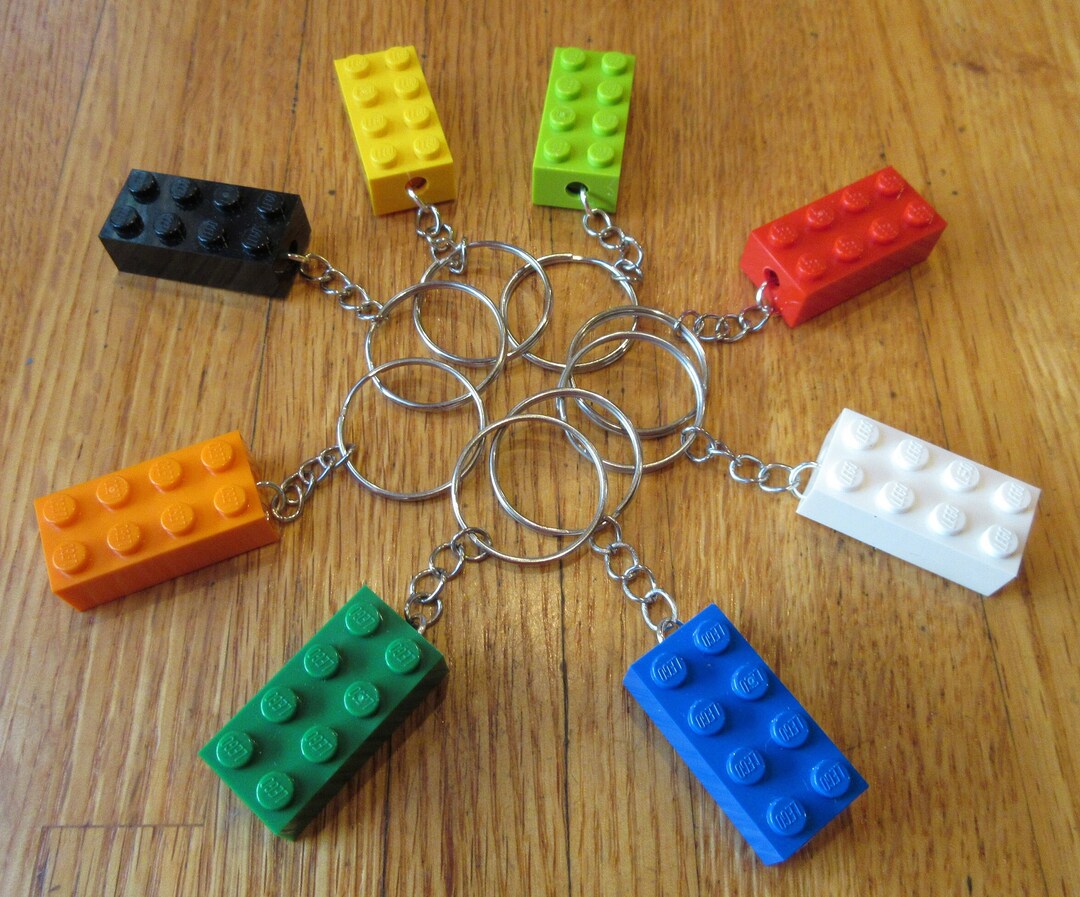 25 LEGO Silver Brick Block 2x4 Key Ring Key Chain Great Birthday Party ...