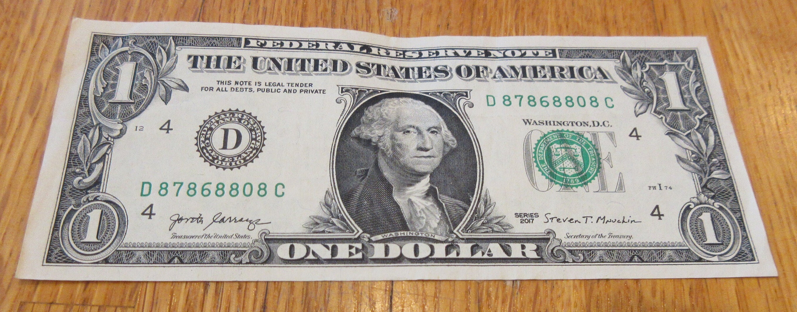 Five Eignt's 8's Serial Numbers Nice Shape One DOLLAR BILLS Federal ...