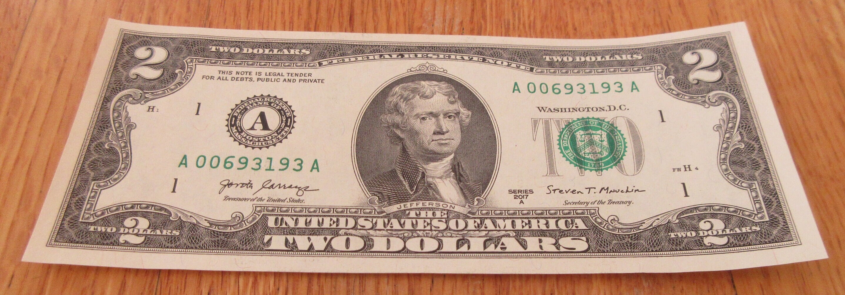 Two Fancy Consecutive Serial Numbers TWO DOLLAR BILLS Federal Reserve ...