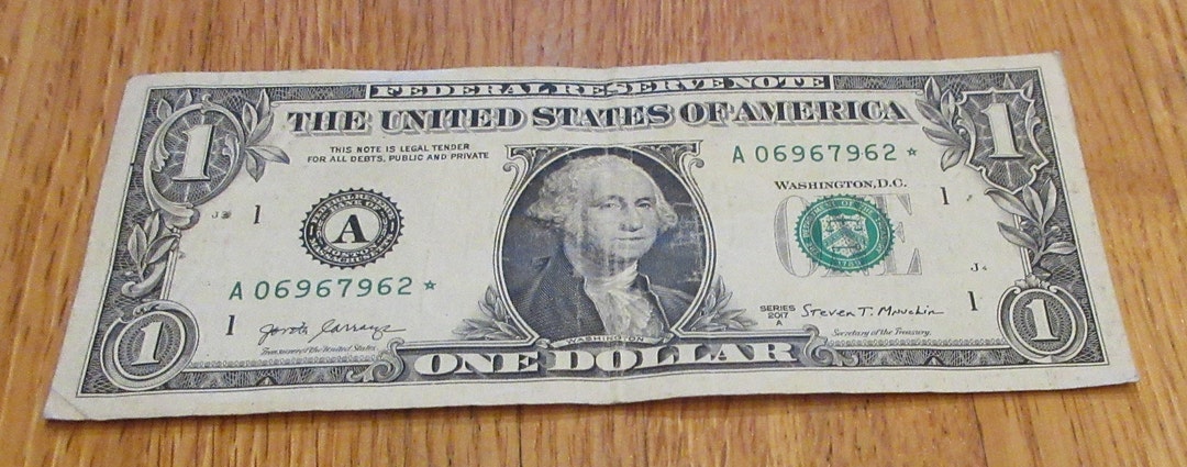 FANCY SERIAL Number One Dollar Star Error Bill Federal Reserve Note ...