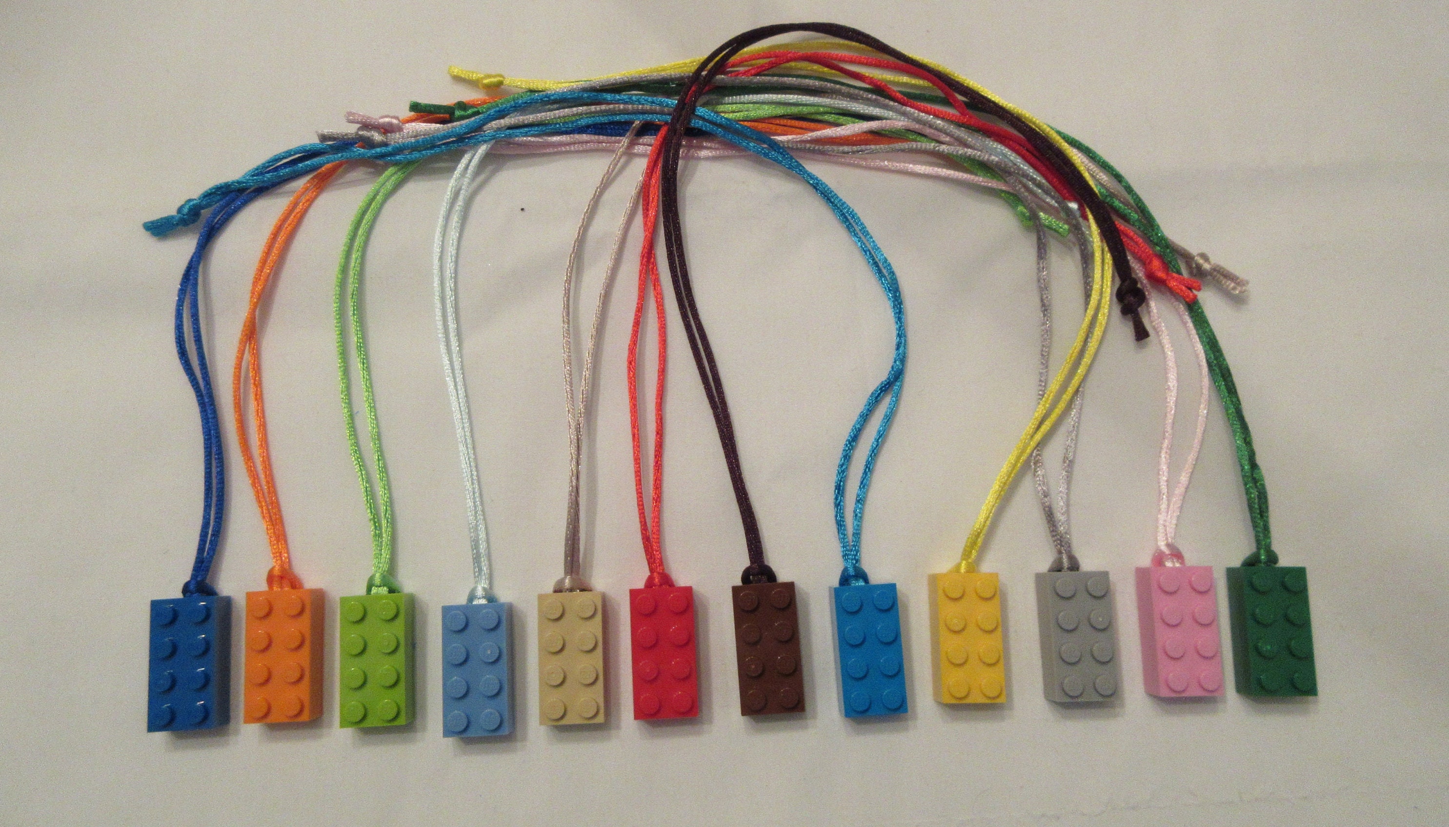 12 New NECKLACES Made With LEGO Brick Block 2x4 Great Birthday Party ...