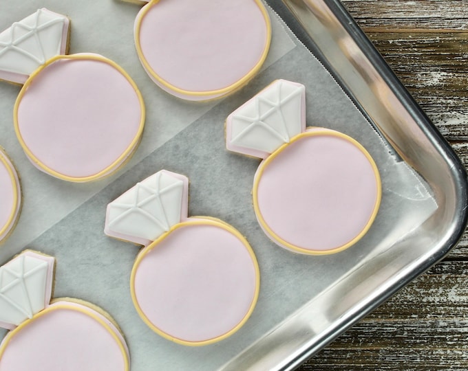 Diamond Ring Sugar Cookies, One Dozen (engagement, Bridal Shower) - Etsy