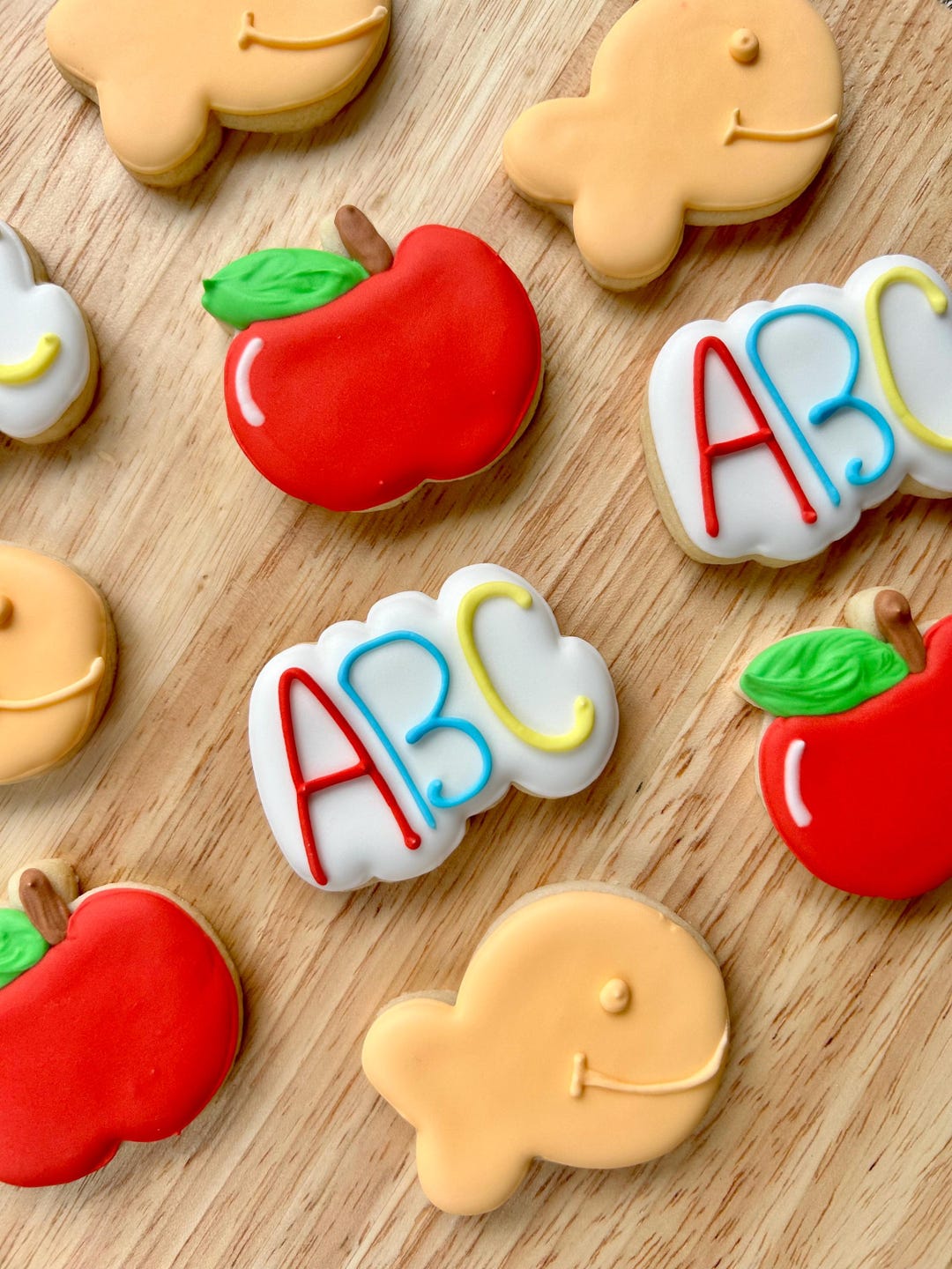 Mini School Cookies: Apple, ABC, Goldfish Cracker Decorated Cookies - Etsy