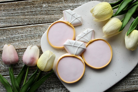 Diamond Ring Sugar Cookies engagement - Etsy
