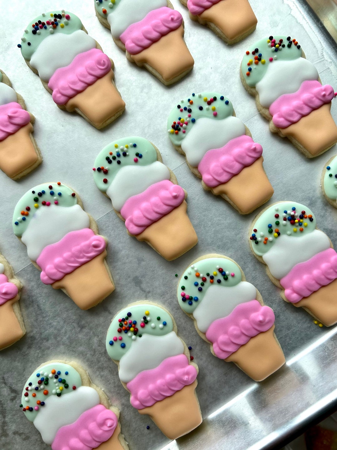Mini Ice Cream Cone Sugar Cookies - Etsy