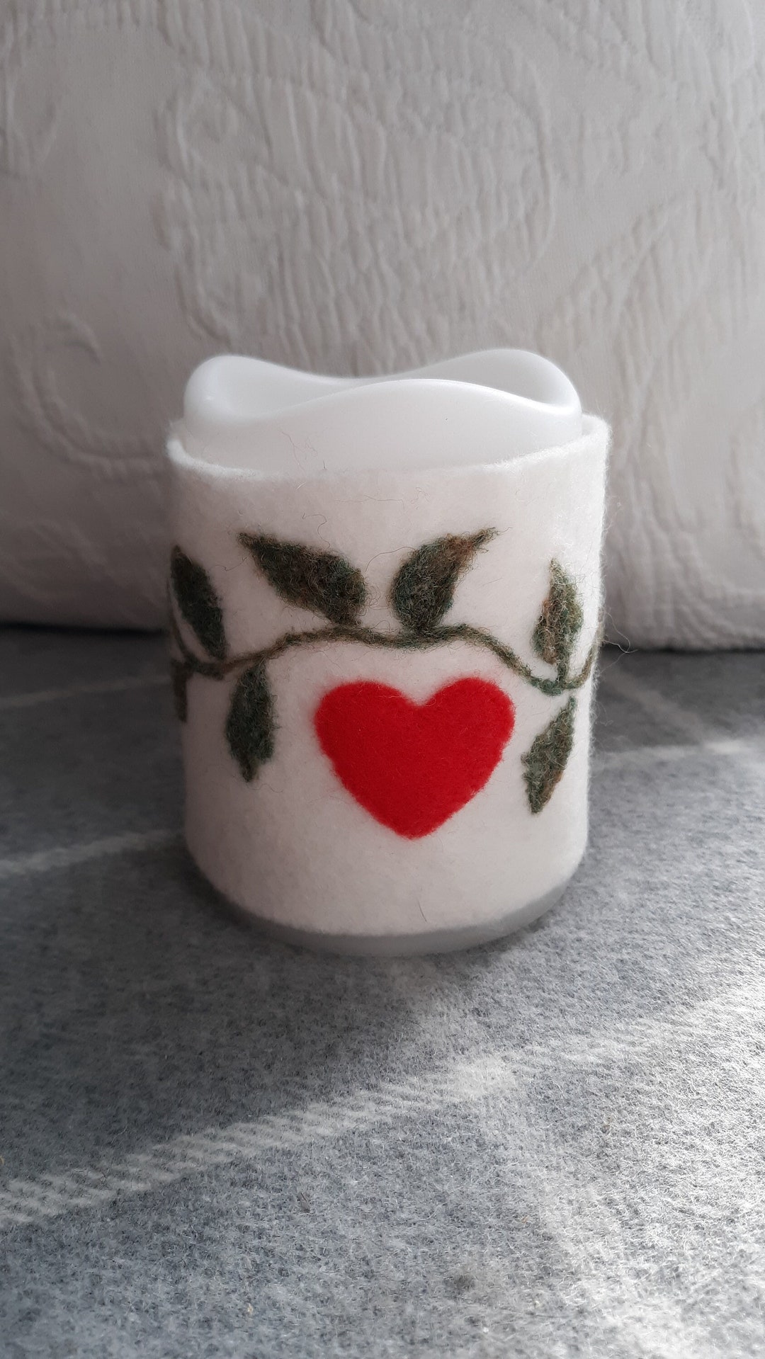 Needle Felted Flameless Candle Coozie. Felted Collar Adds a Cozy Touch ...