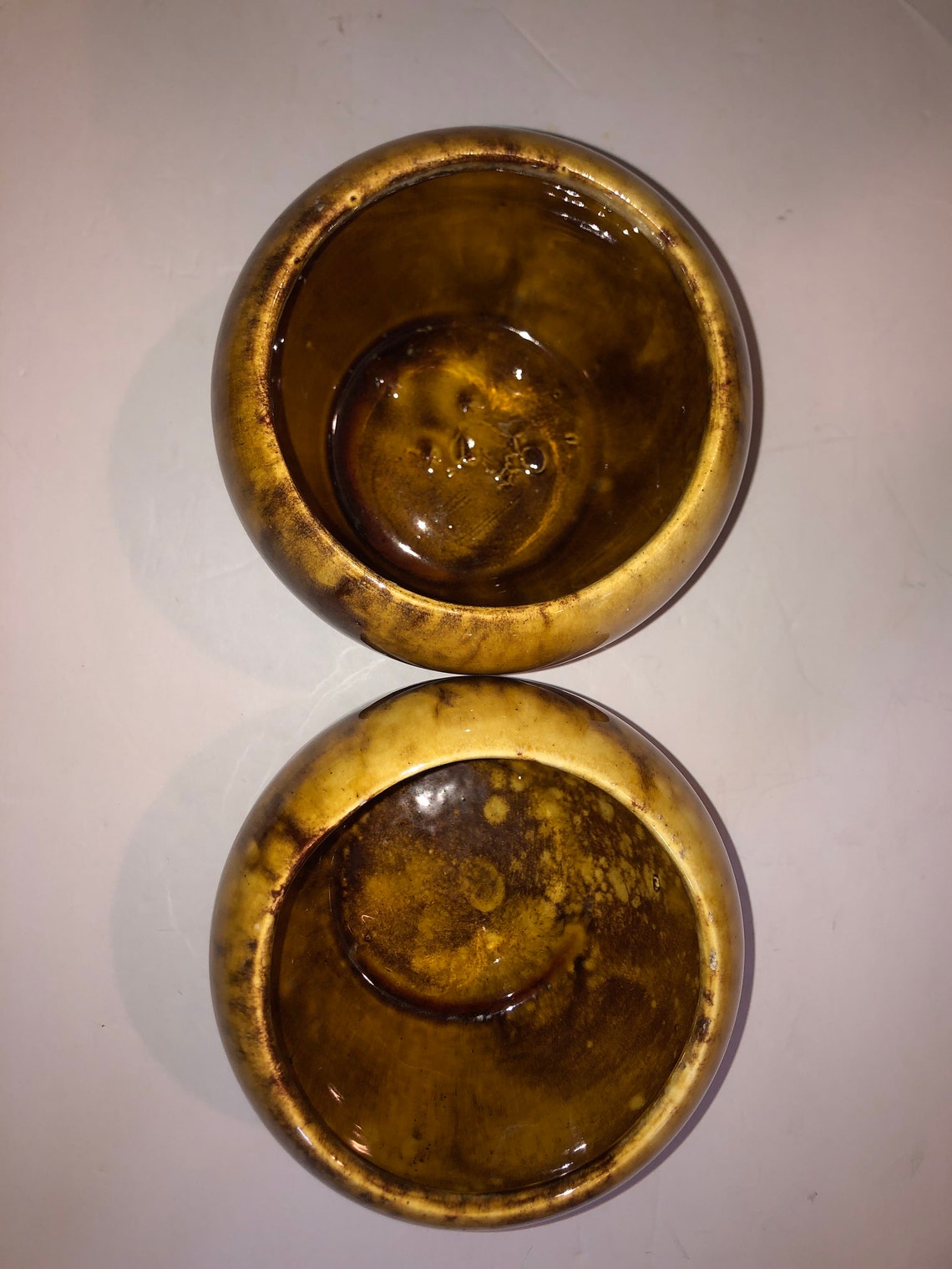 Vintage Mid Century Matching Set of 2 Drip Glaze Ceramic Pottery ...