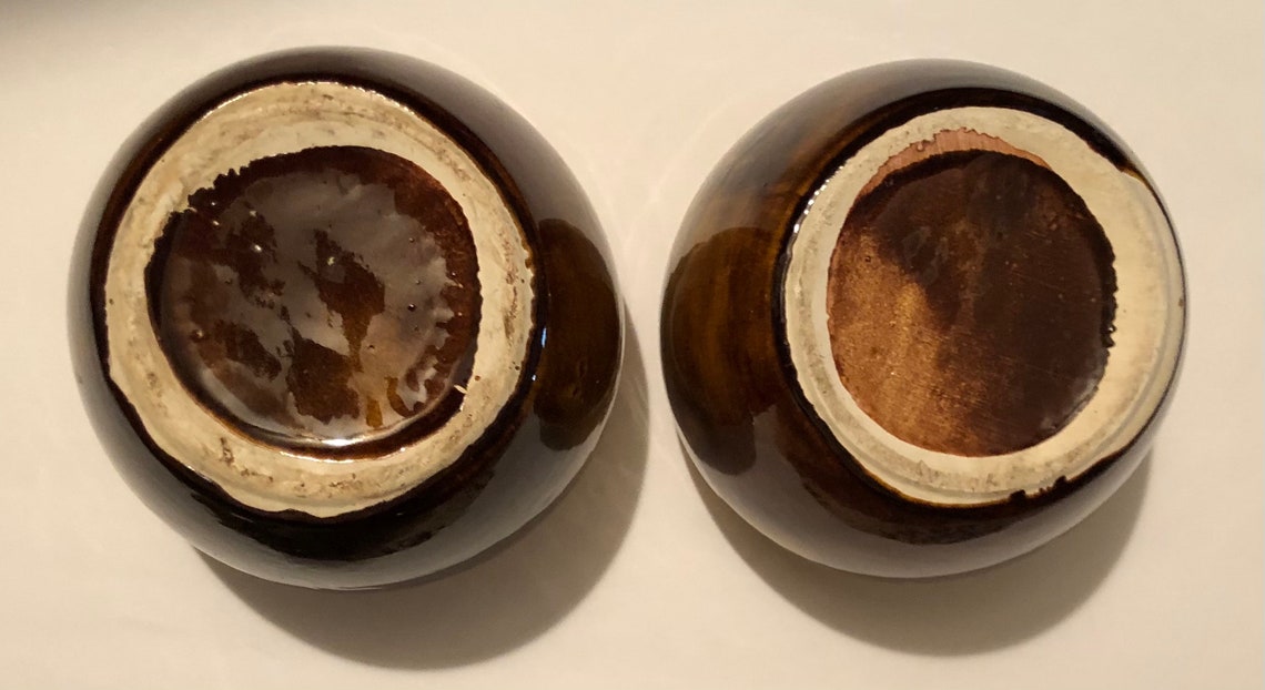 Vintage Mid Century Matching Set of 2 Drip Glaze Ceramic Pottery ...