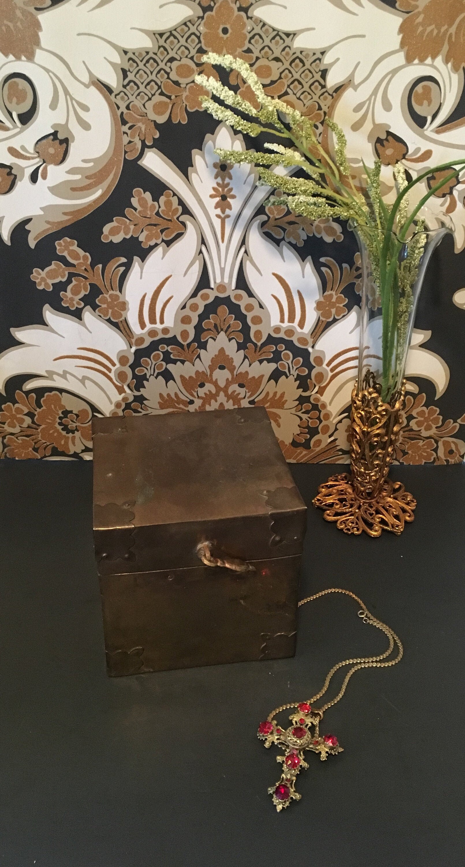 Vintage Bohemian Small Brass Trunk Original Patina Excellent Condition ...