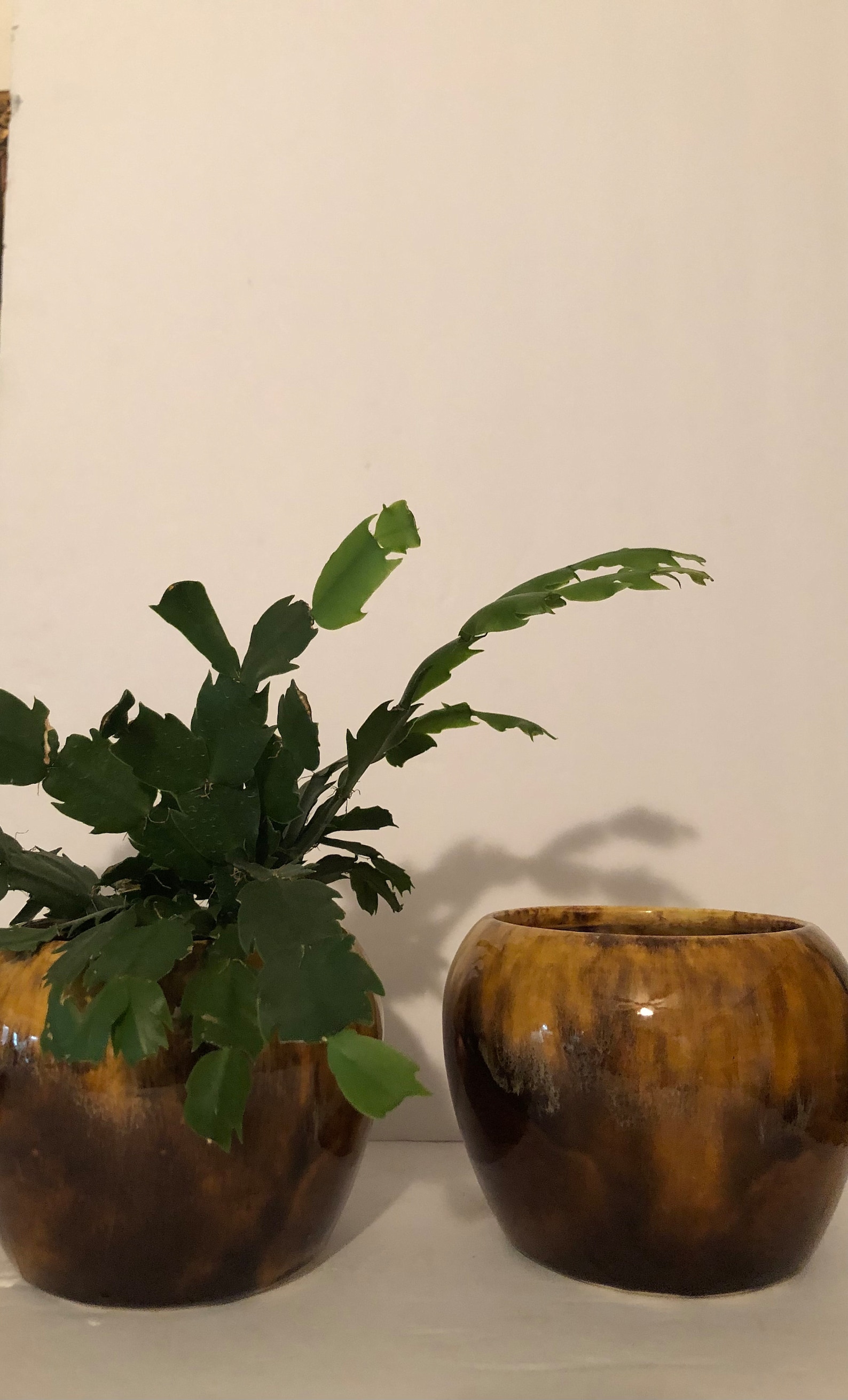 Vintage Mid Century Matching Set of 2 Drip Glaze Ceramic Pottery ...