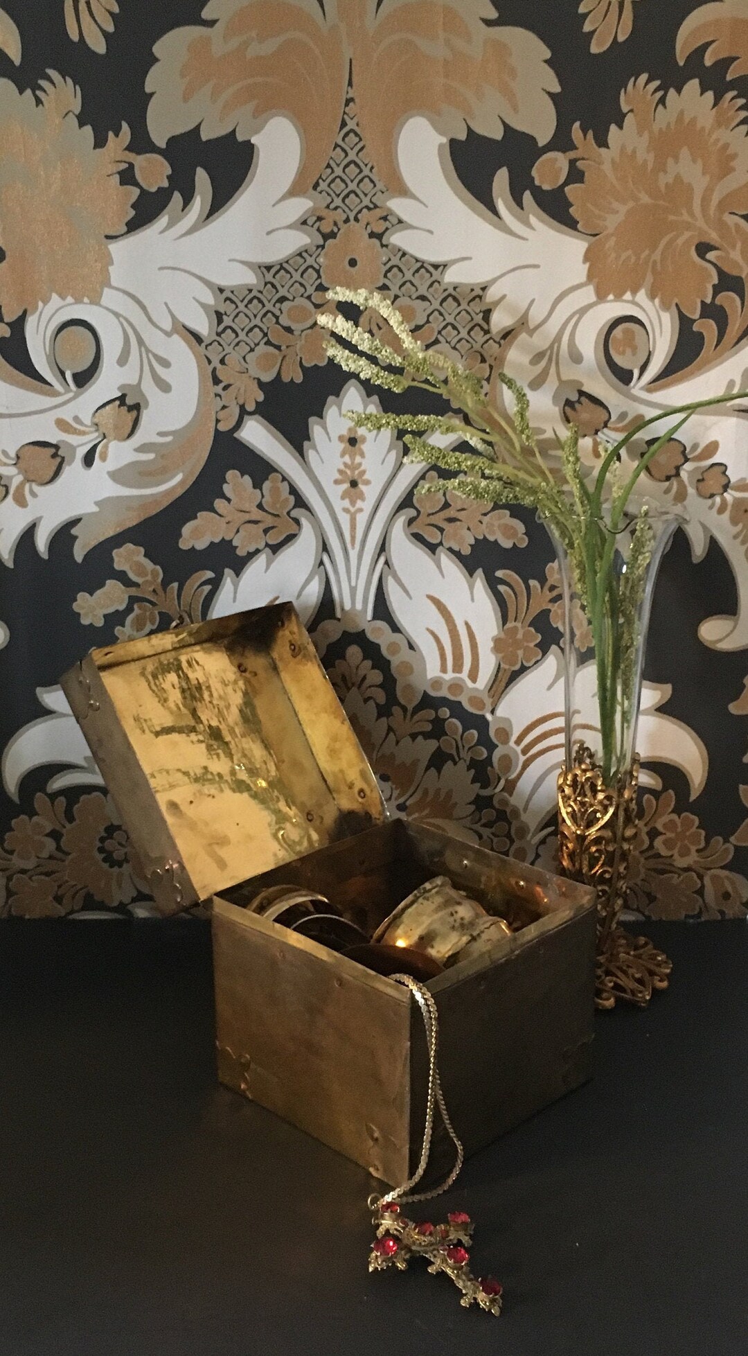 Vintage Bohemian Small Brass Trunk - Original Patina - Excellent ...