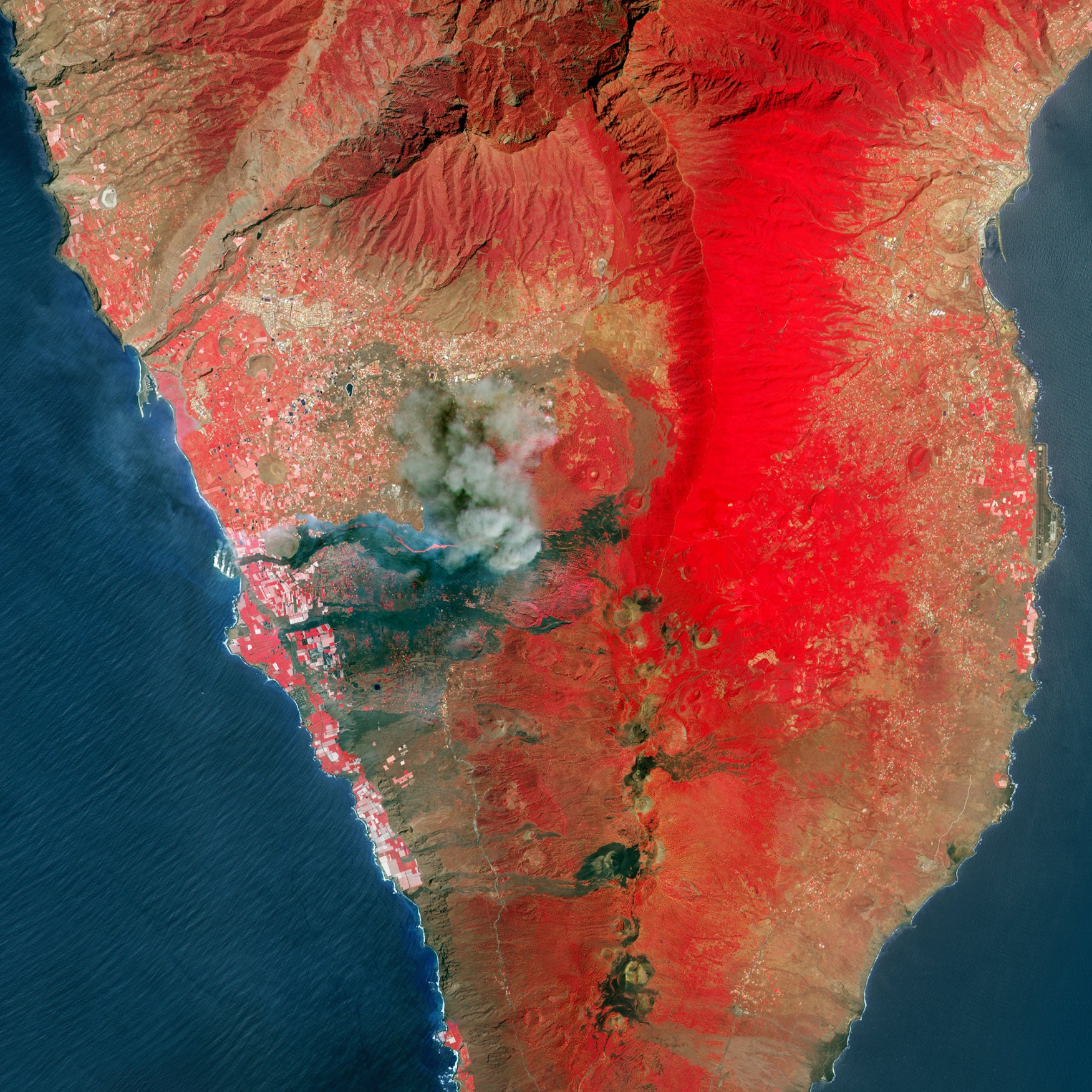 La Palma Volcano Eruption Satellite Map Art Print Gran Canaria From ...