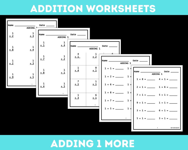 ADDITION Math Facts Printable Worksheets Kindergarten Through - Etsy ...