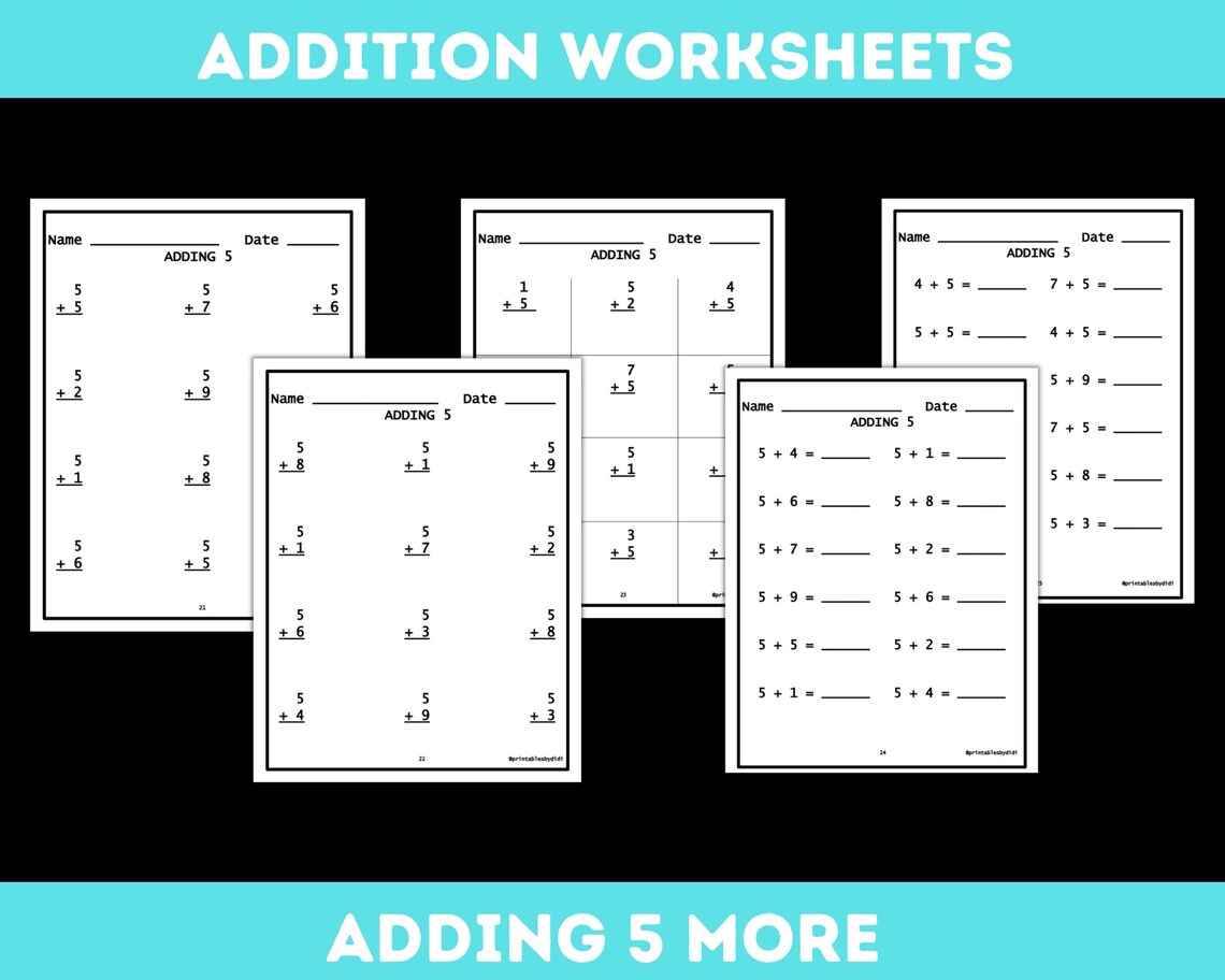 ADDITION Math Facts Printable Worksheets Kindergarten Through 3rd Grade ...