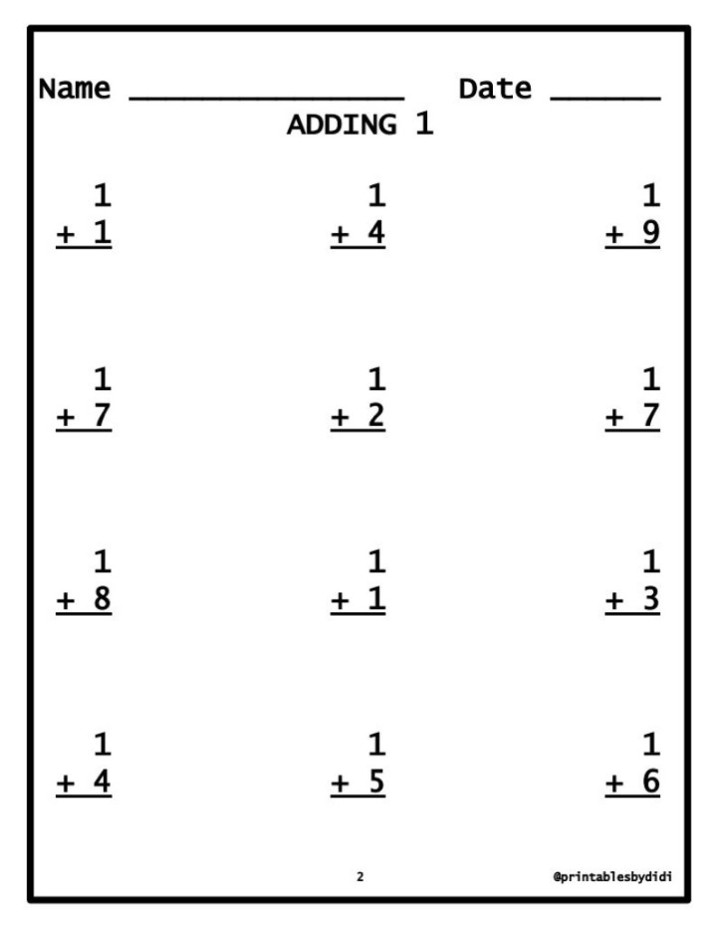 ADDITION Math Facts Printable Worksheets Kindergarten Through Etsy