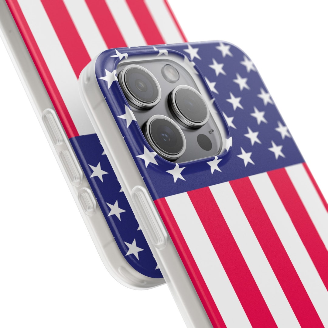 American Flag Phone Case Soft Slim Semi-clear TPU Case iPhone 15, 14 ...