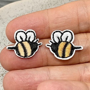 BEES Embroidered IRON ON Patch Bees Golden Black Patches Insect Animal Flies Black Yellow White ...