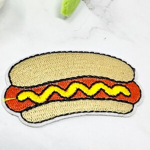 HOT DOG Embroidered Iron Sew on PATCH Heat Adhesive Pop Culture Gift ...