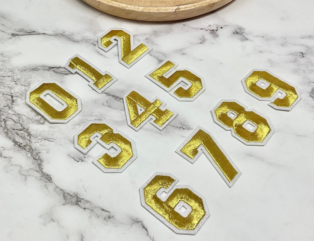 NUMBERS Iron on GOLD, Numbers Sewing, Personalization Clothe, Sport ...