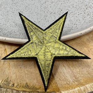 GOLD STAR Embroidered IRON on Patches, Heat Adhesive Backing Decoration ...