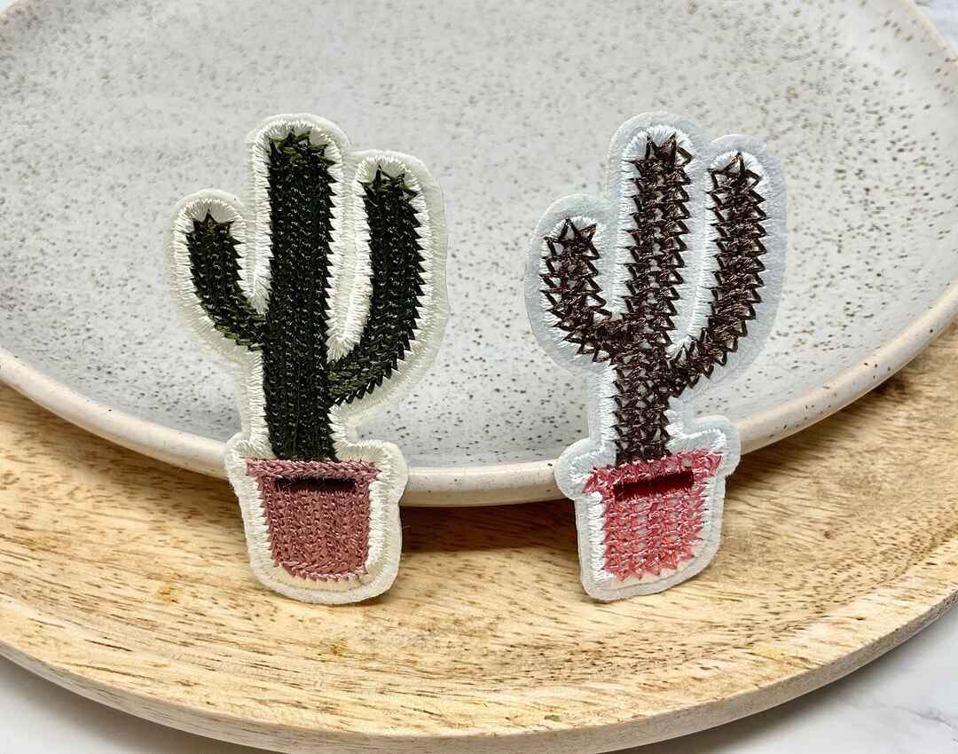 CACTUS Pink Pot Embroidered Patch, Cactus Adhesive Patch Desert ...