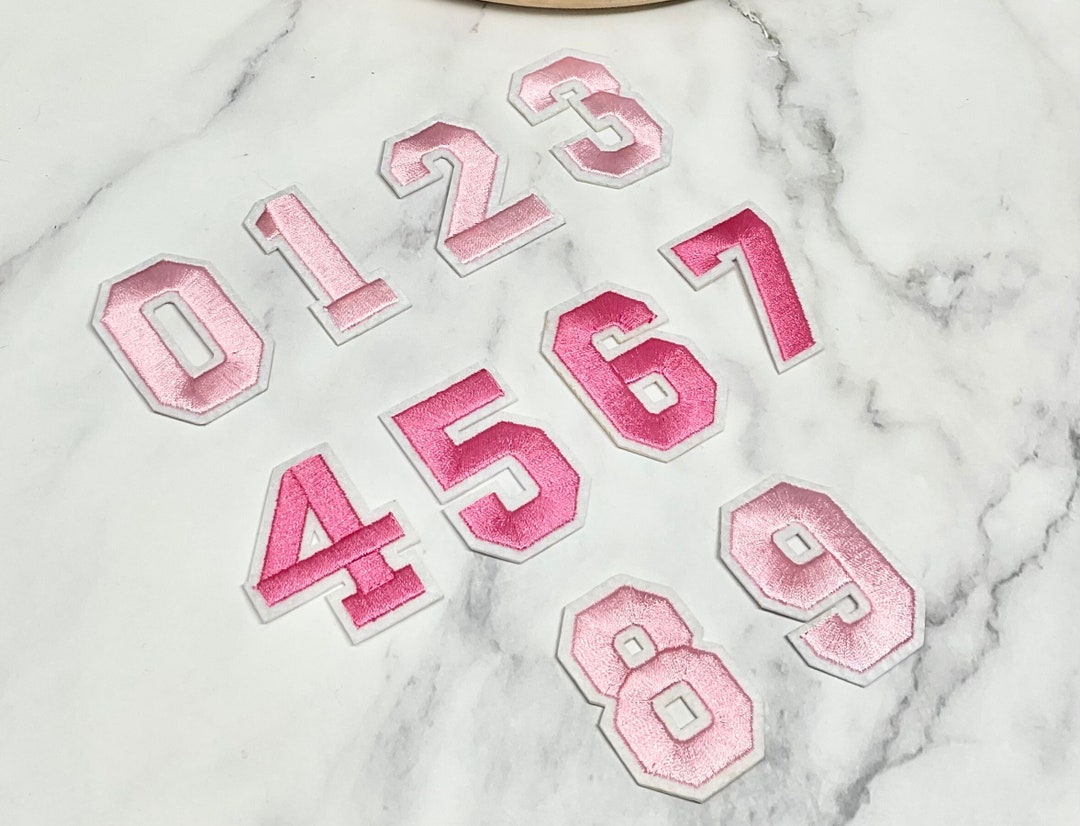 PINK NUMBERS Iron on Numbers Sewing, Personalization Clothe, SPORT ...