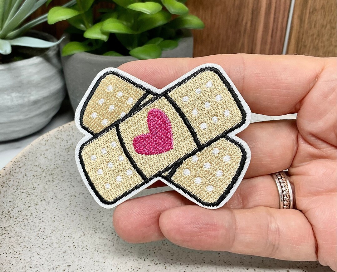 BAND AID Embroidered IRON on Patch Band-aid With Heart, Iron Heat ...