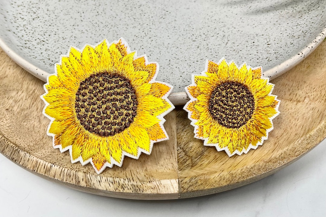 SUNFLOWER Embroidered IRON on PATCH Patches Nature Decoration Orange ...