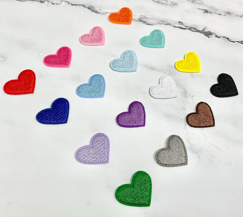 HEART MINI Embroidered IRON on Patch, Multicolor Patches, Heart Heat ...