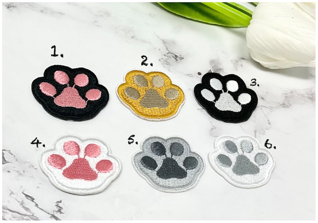 Embroidered IRON on PATCH Paw Print Pet Patches Heat Adhesive Backing ...