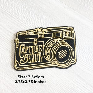 Embroidered IRON On Sew On PATCH Black White Camera Lettering | Etsy