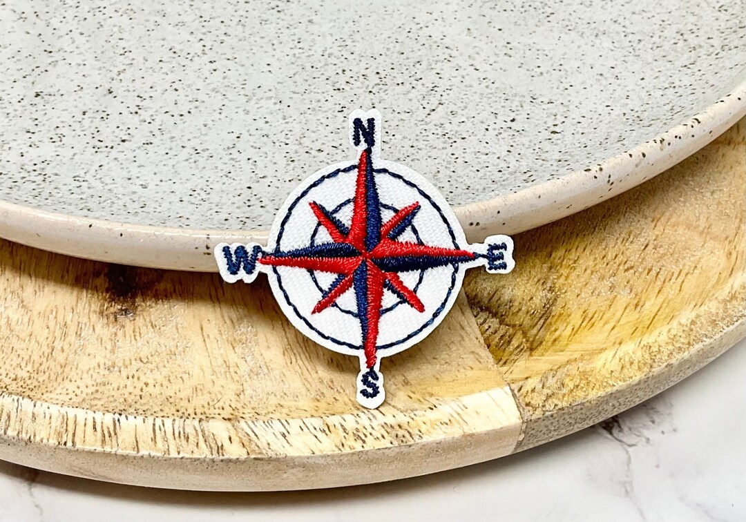 COMPASS Embroidered IRON on PATCH Cardinal Point Rose of the Wind Heat ...