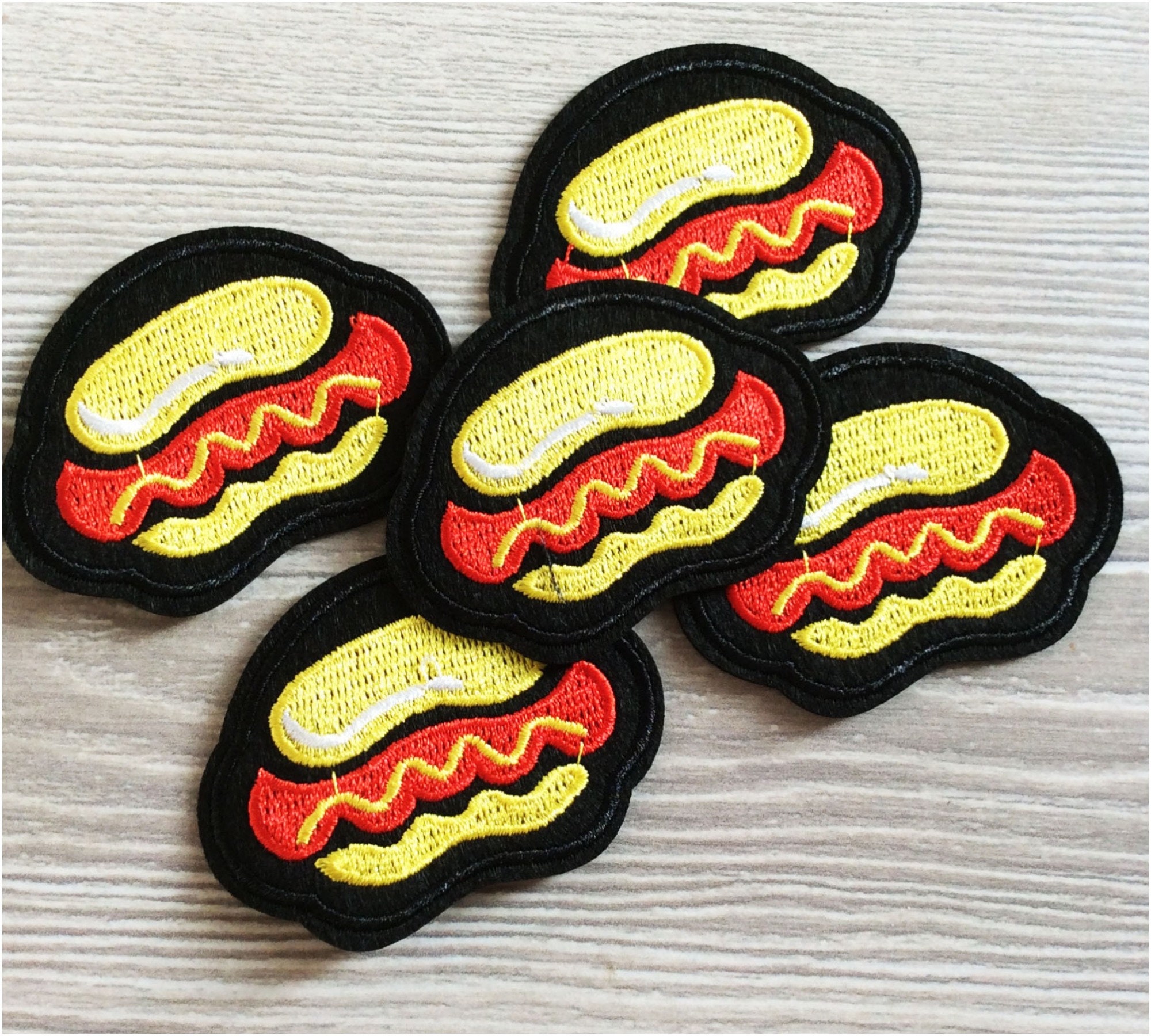HOT DOG Embroidered Iron Sew On PATCH Heat Adhesive Pop | Etsy
