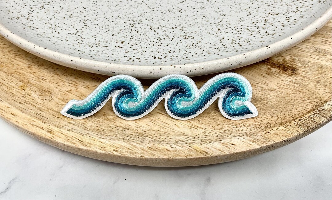 WAVE Embroidered IRON on Patch, Iron Heat Adhesive Ocean Wave, Water ...