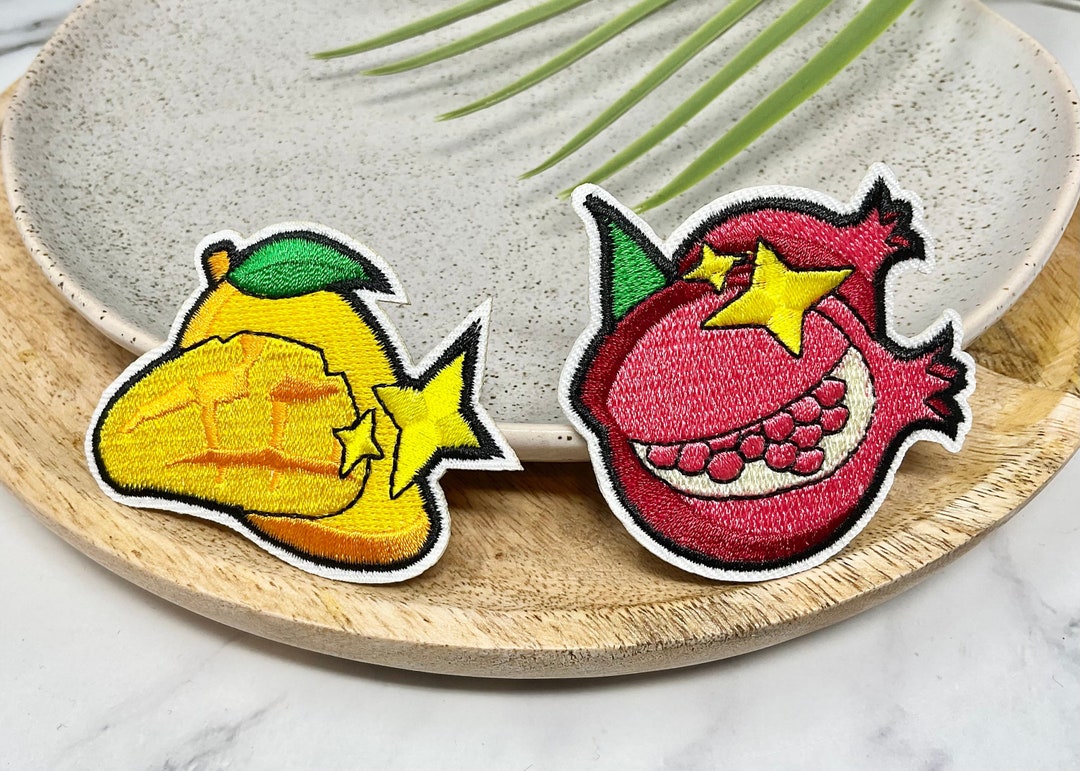 MANGO KIWI Embroidered Iron on Patch Treat Iron Heat Adhesive, Mango ...