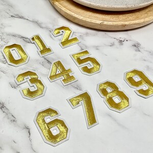 NUMBERS Iron on GOLD, Numbers Sewing, Personalization Clothe, Sport ...