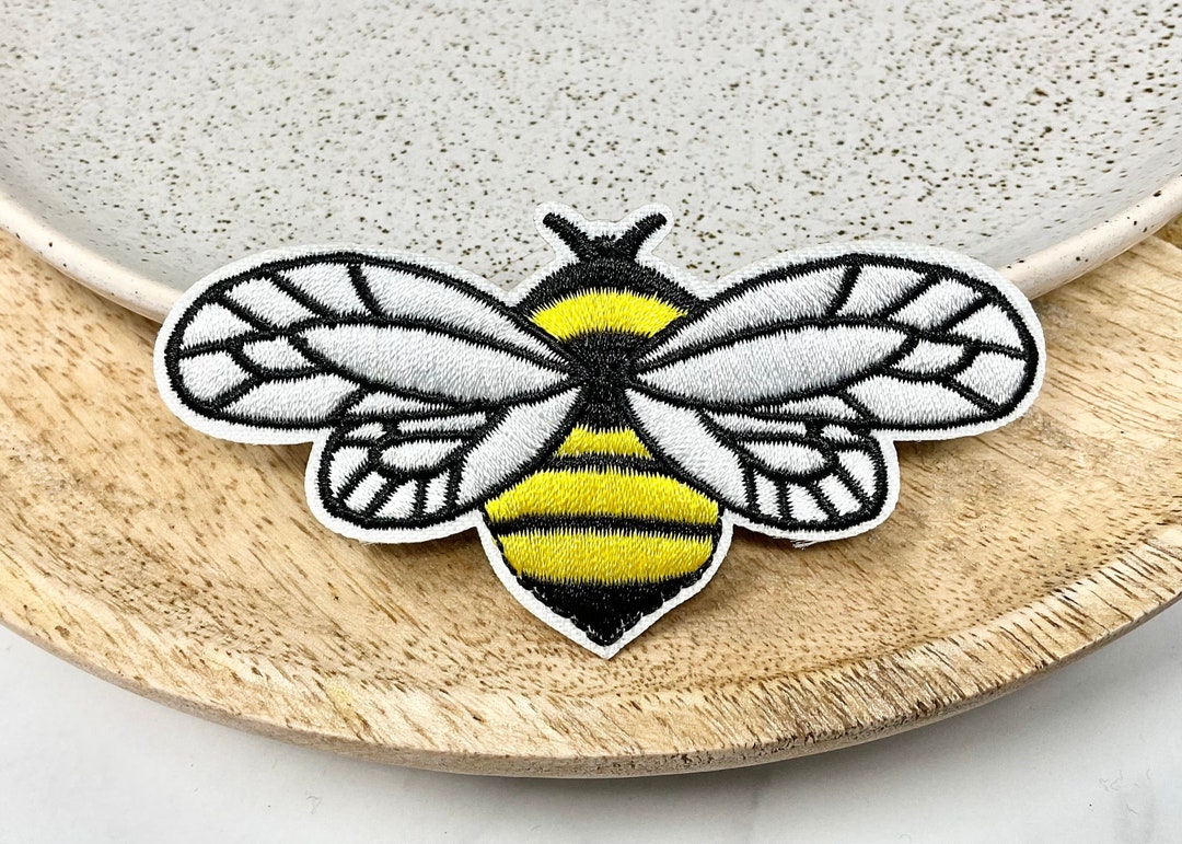 BEE Embroidered IRON ON Patch Bees Golden Black Patches Insect Animal ...