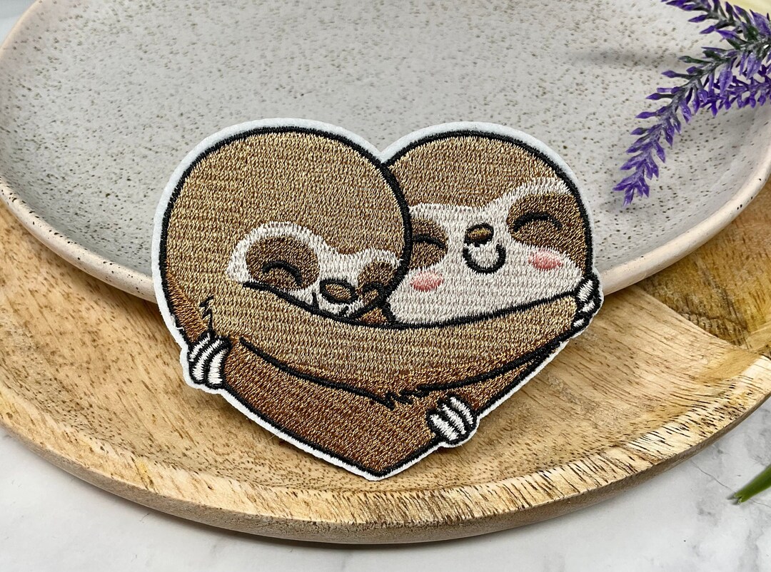 SLOTH Embroidered IRON on PATCH Heat Adhesive, Two Sloth Friend Animal ...
