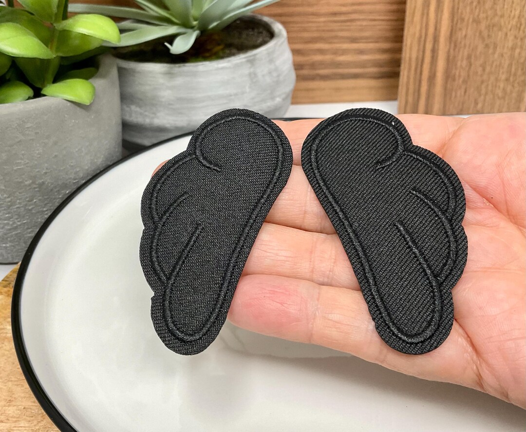 PAIR OF WINGS Embroidered Iron on Patch Angel Wings Silver Bicker ...