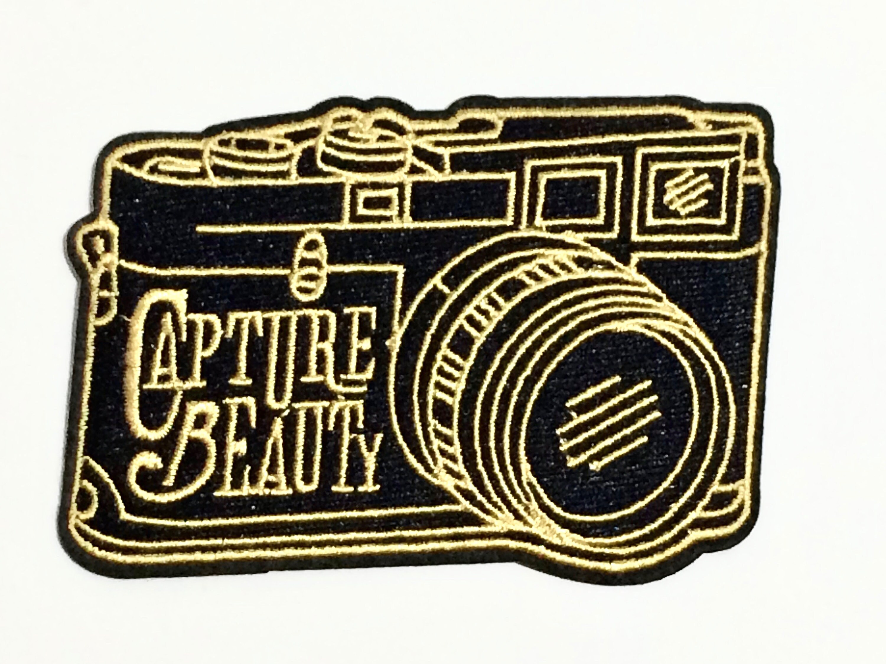 Embroidered IRON on Sew on PATCH Black White Camera Lettering - Etsy