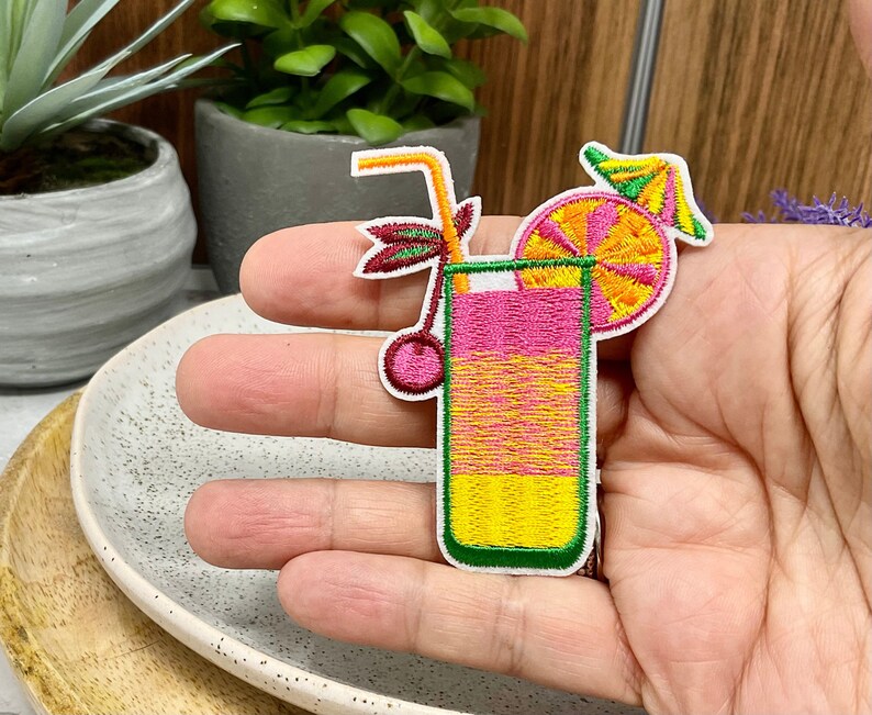 COCKTAIL Embroidered IRON on PATCH, Alcohol Festivity Heat Adhesive ...