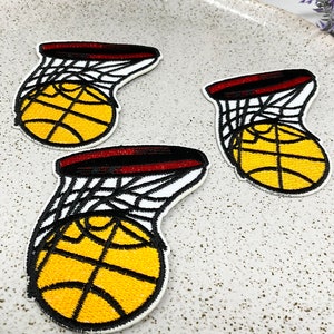 BASKETBALL With Net Embroidered Iron on Patch Sport Basketball Ball ...