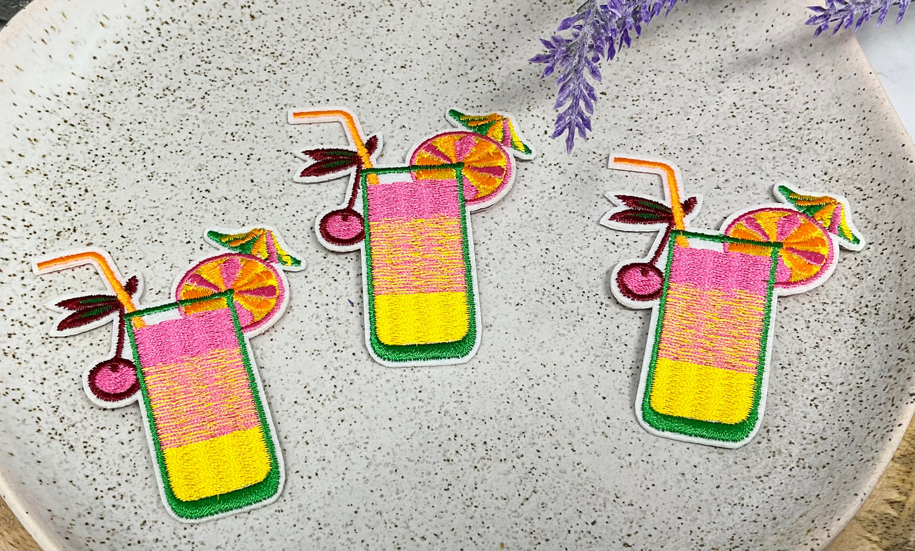 COCKTAIL Embroidered IRON on PATCH, Alcohol Festivity Heat Adhesive ...