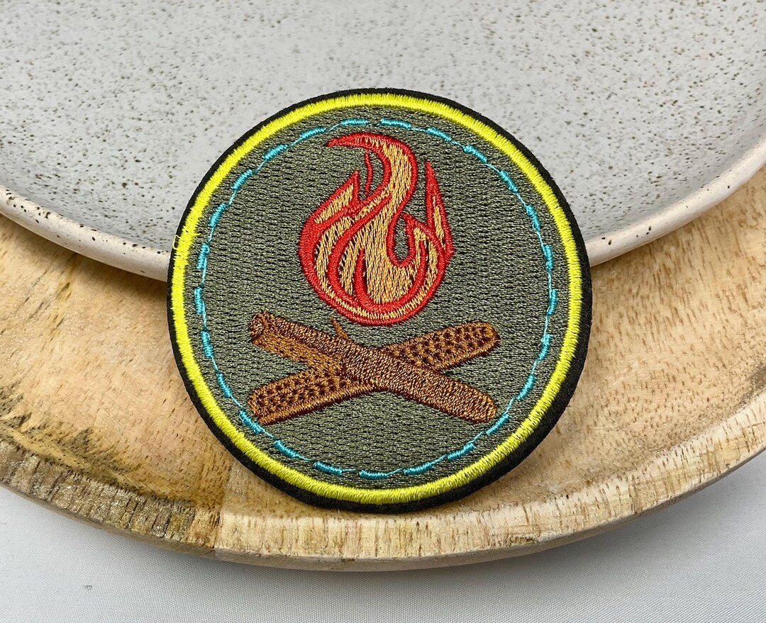 FIRE FLAME Embroidered IRON on Patch, Heat Adhesive Backing Patchwork ...