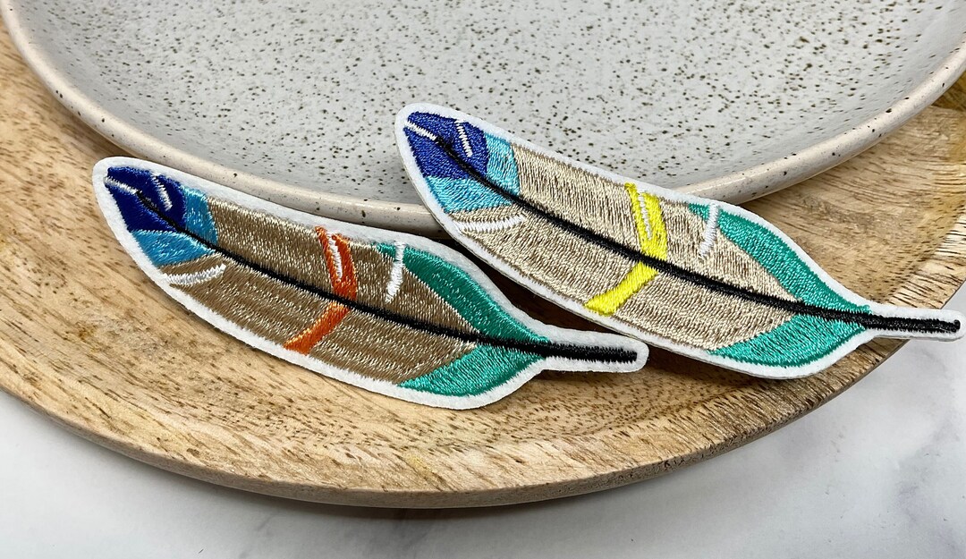 Embroidered PATCHES FEATHER Outdoors Mountain Feather Embellishment ...