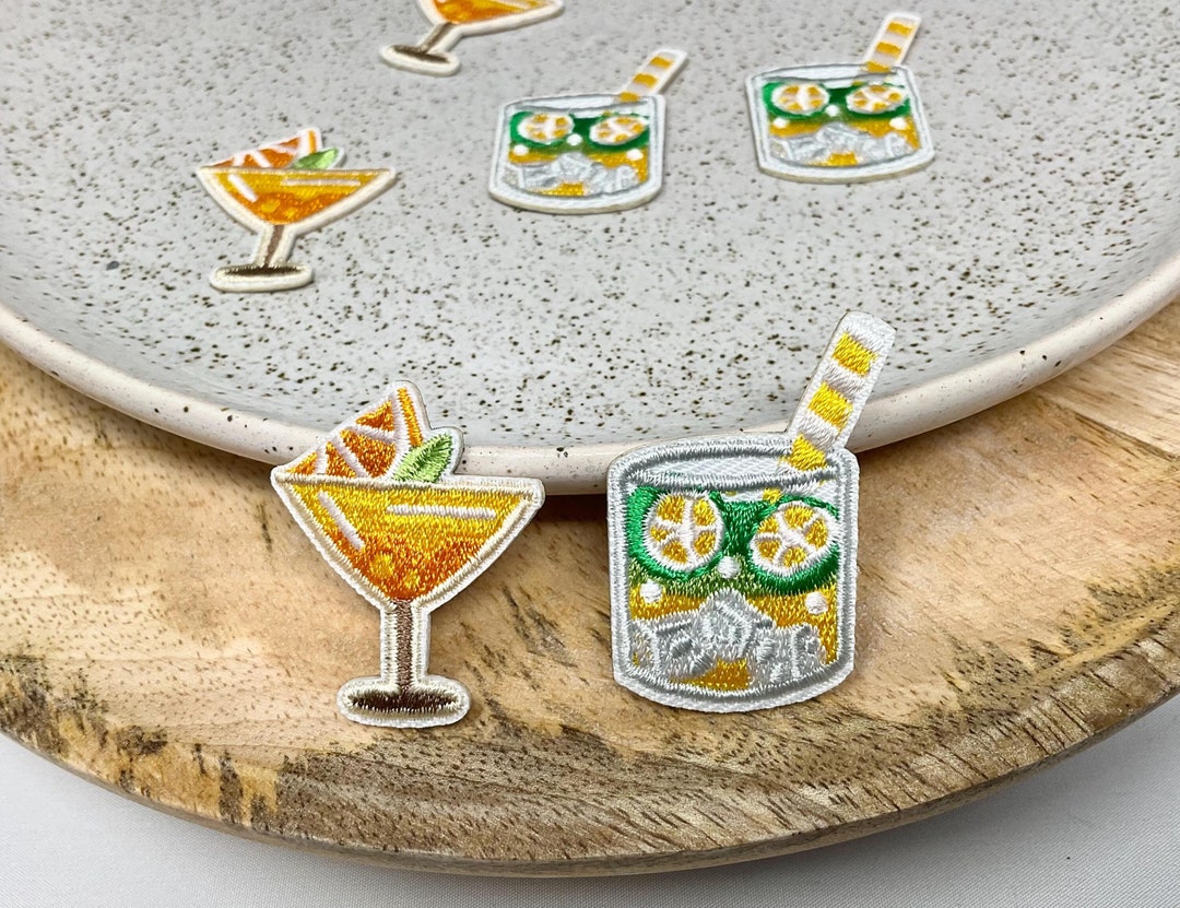 COCKTAIL Embroidered IRON on PATCH, Alcohol Festivity Heat Adhesive ...
