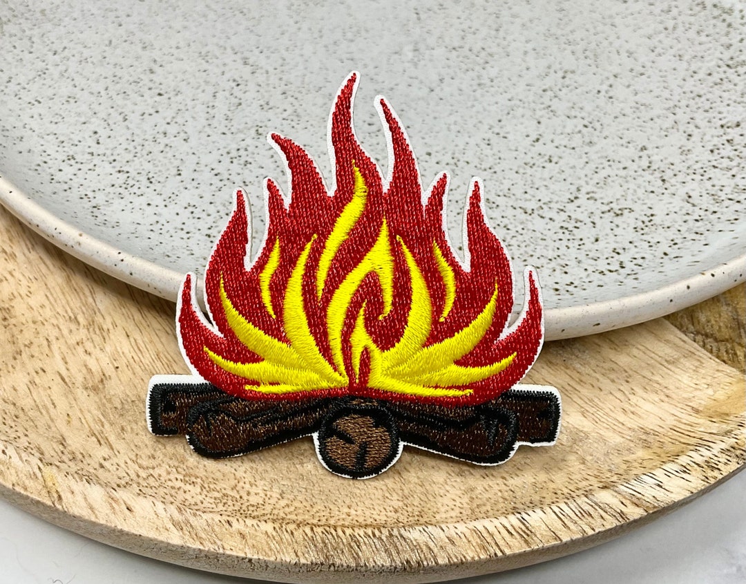 FIRE Flames Embroidered IRON on PATCH Patches Heat Adhesive Backing ...