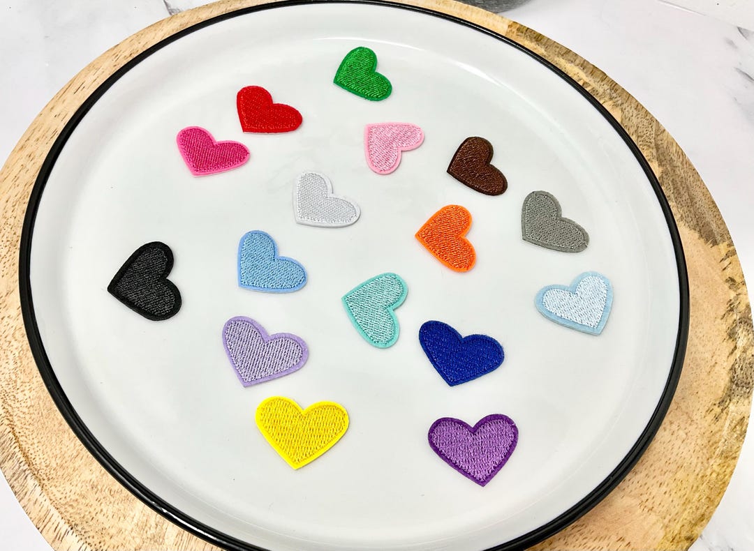 HEART MINI Embroidered IRON on Patch, Multicolor Patches, Heart Heat ...