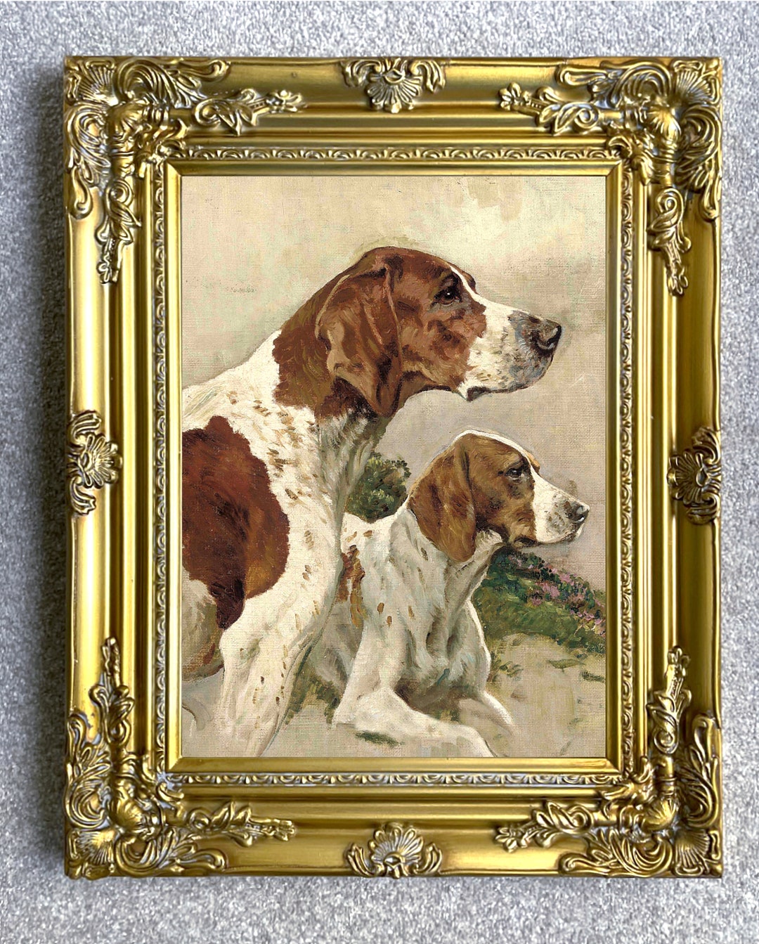 Gilt Framed Lithograph of English Pointers - Etsy